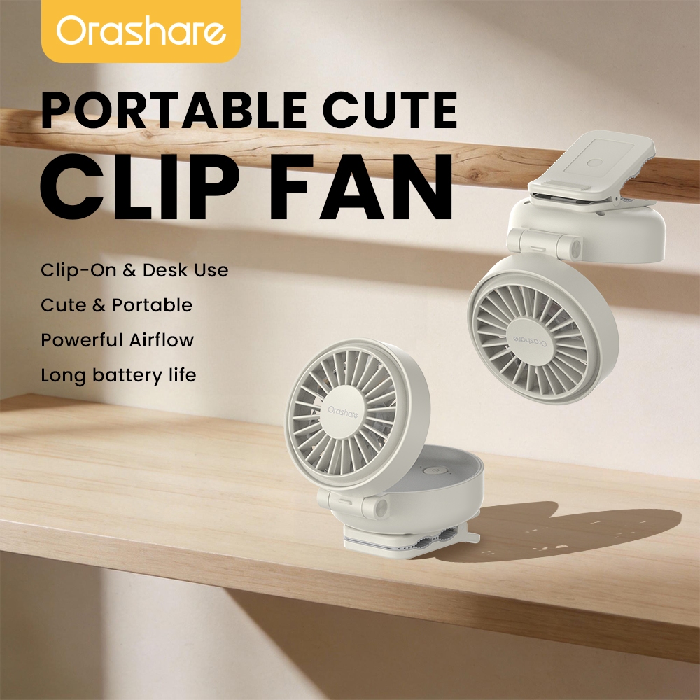 Orashare CF05 Mini Clip Fan 3 Speed Strong Wind 180° Adjustable ...