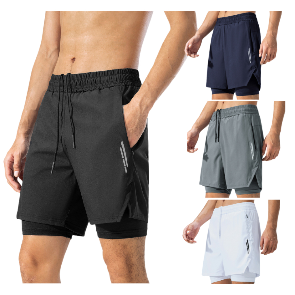 G513# Men's Sports Dri-Fit Taslan Shorts With Cycling Running/Gym ...
