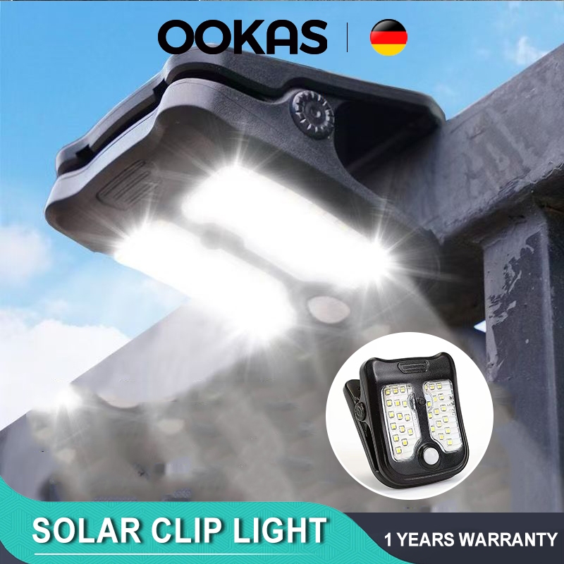 OOKAS Portable Solar Clip Light Outdoor Waterproof Motion Sensor 3 ...