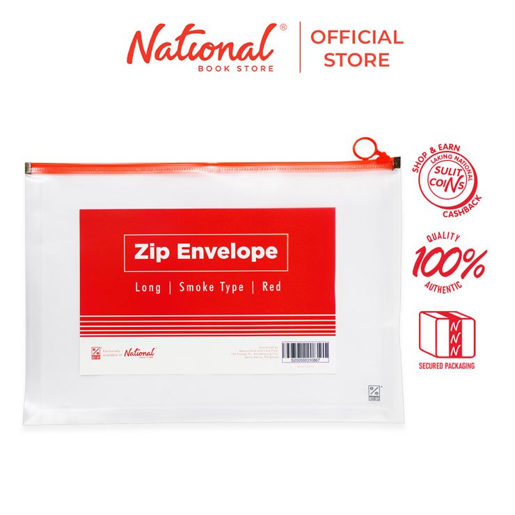 Best Buy Zip Envelope Long Red Zip Smoke Type Expandable - School ...