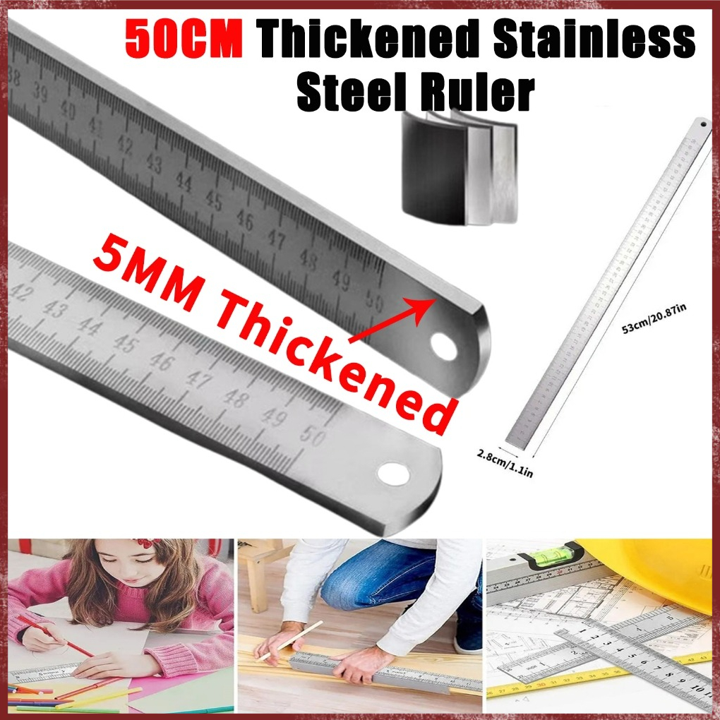 Thickened 50CM Stainless Steel Ruler With Double-Sided Scale, For Art ...