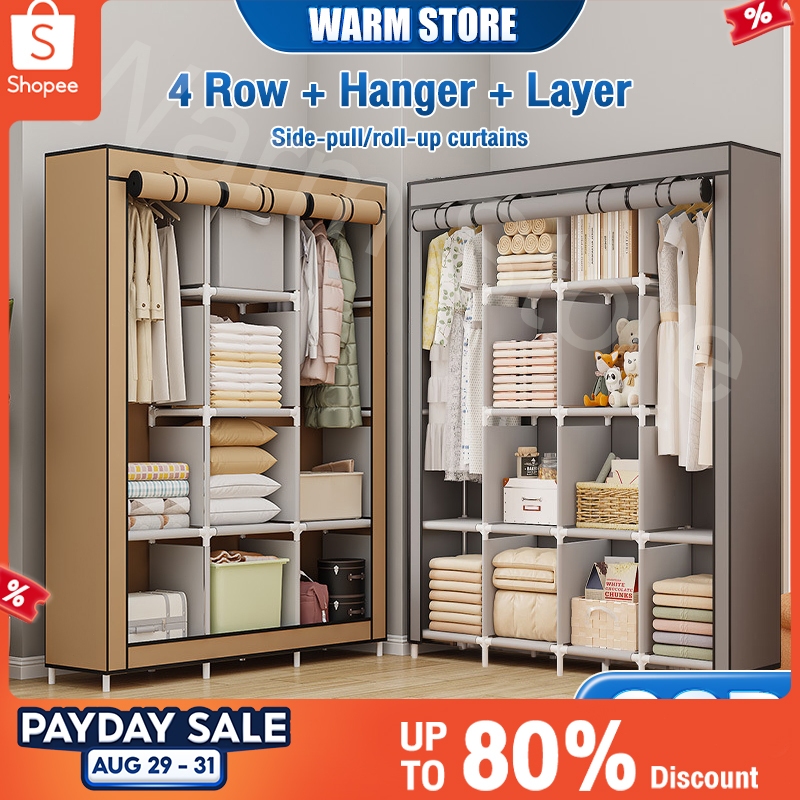Zipper Wardrobe Cabinet Assembly Clothes Storage Cabinet Hanging Closet ...