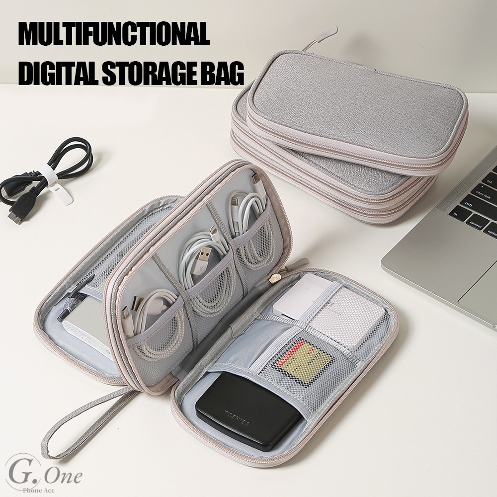 Double layer Storage Bag Portable Waterproof Travel Cable Organizer ...