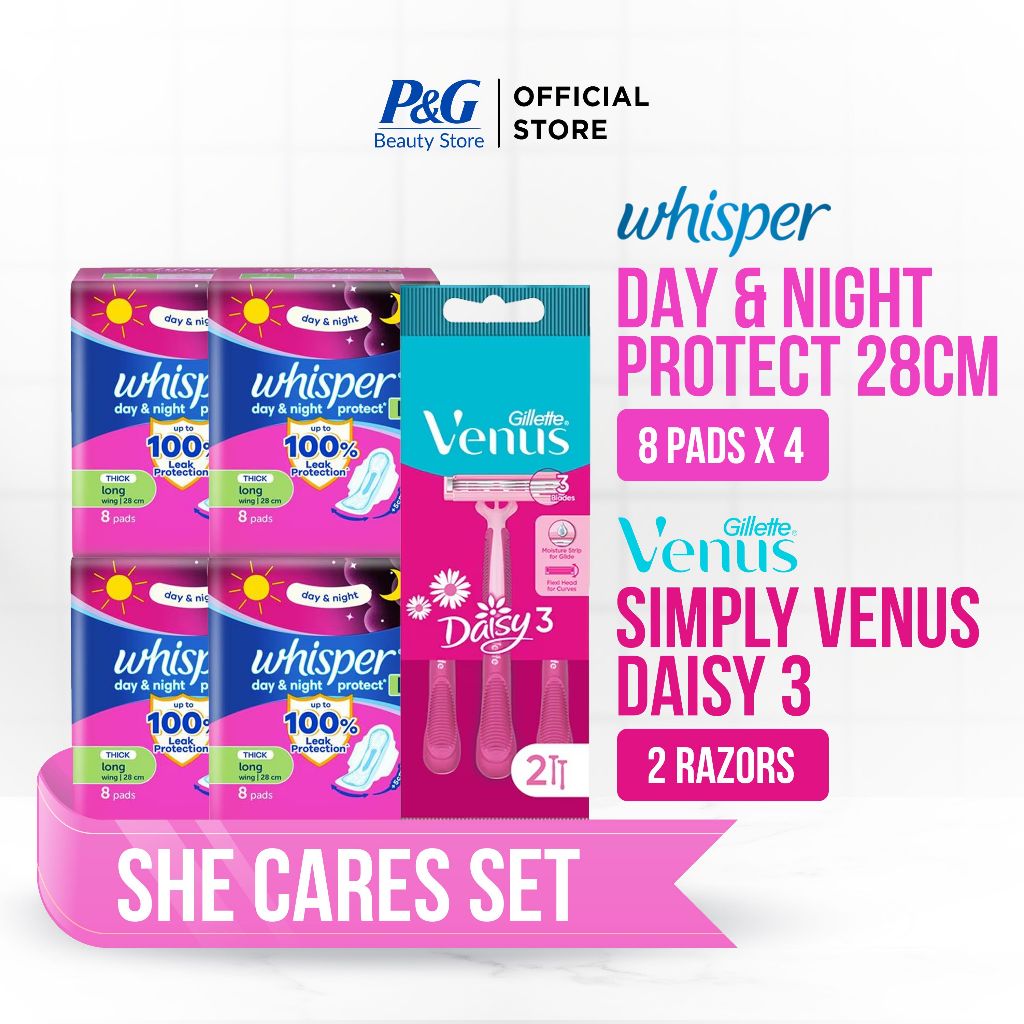 Whisper Day & Night Protect with Wings Regular Flow (28cm) 32 Sanitary ...