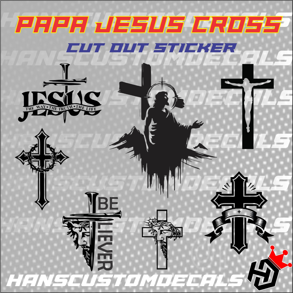 Papa Jesus Cross Cut Out Waterproof Sticker | Shopee Philippines