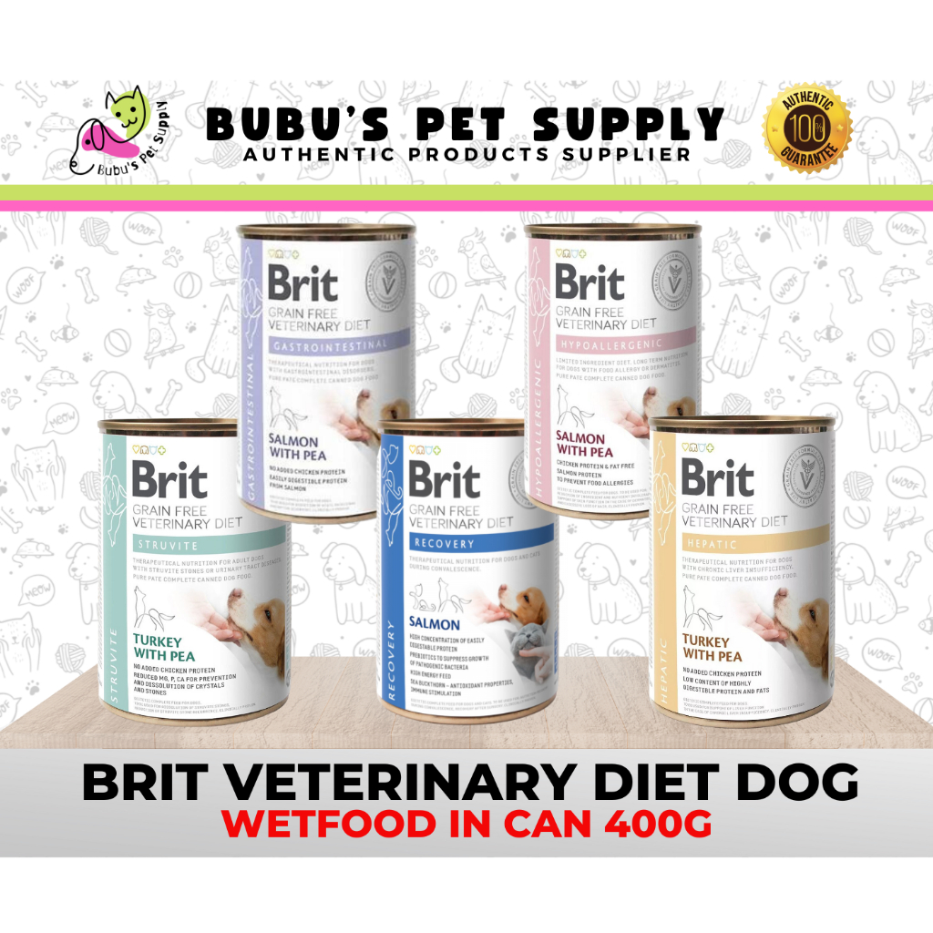 BRIT VET DIET WET DOG FOOD IN CAN 400G HYPOALLERGENIC RECOVERY STRUVITE ...
