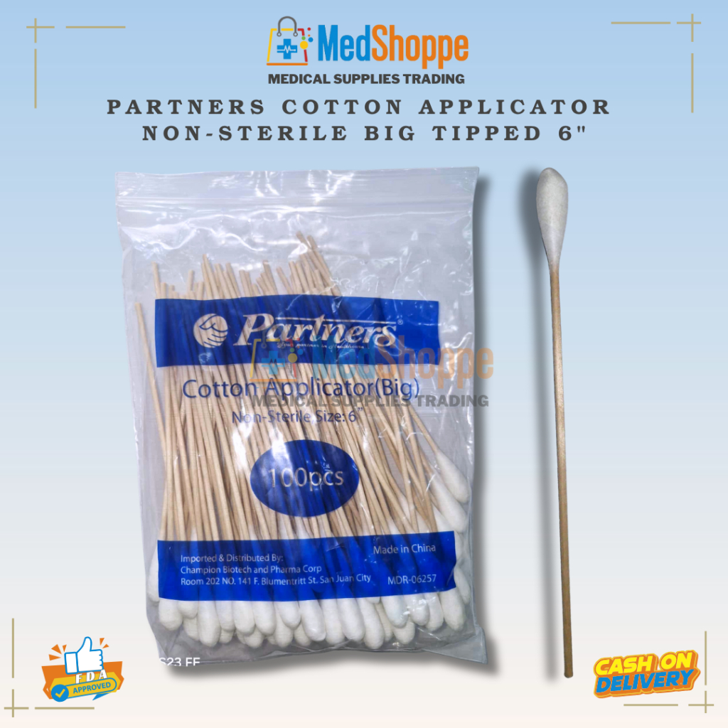 PARTNERS COTTON TIPPED APPLICATOR STICK BIG HEAD NON STERILE 6 ...