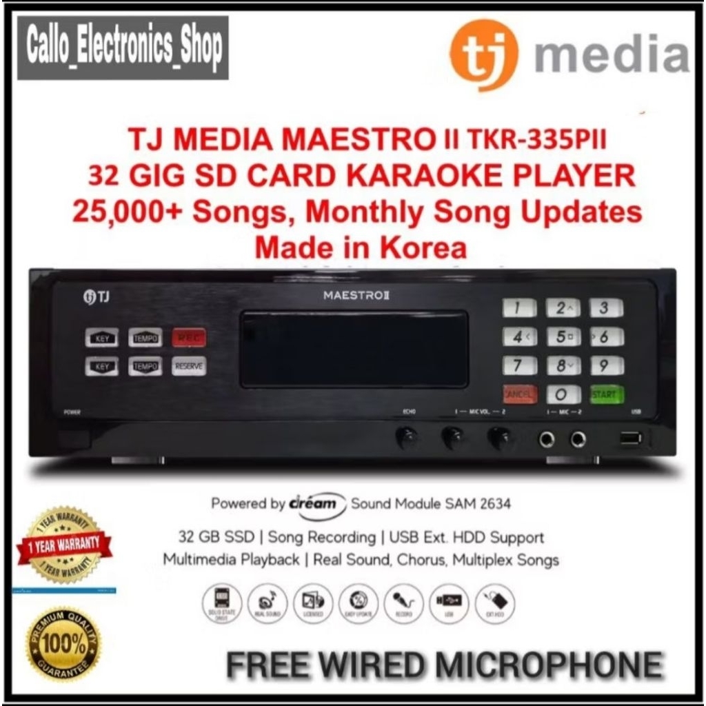 TJ Media Maestro || TKR 335P Karaoke Player/Free Wired Microphone ...