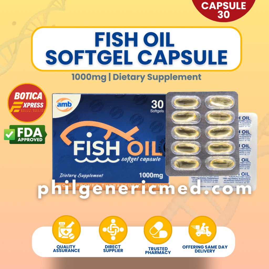 Fish Oil 1000mg Capsule AMB (30 Capsules) | Shopee Philippines