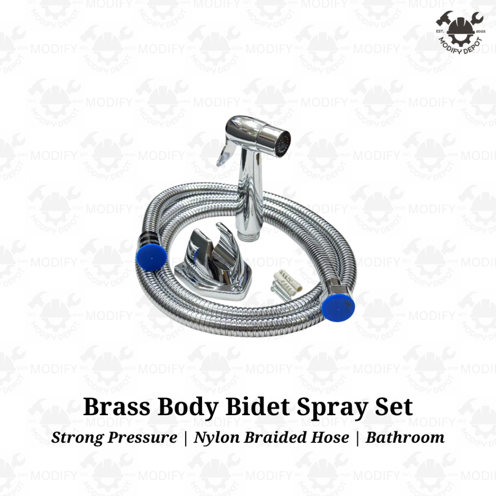 Brass Body Handheld Bidet Spray Set with 1.5m Nylon Braided Hose (W ...