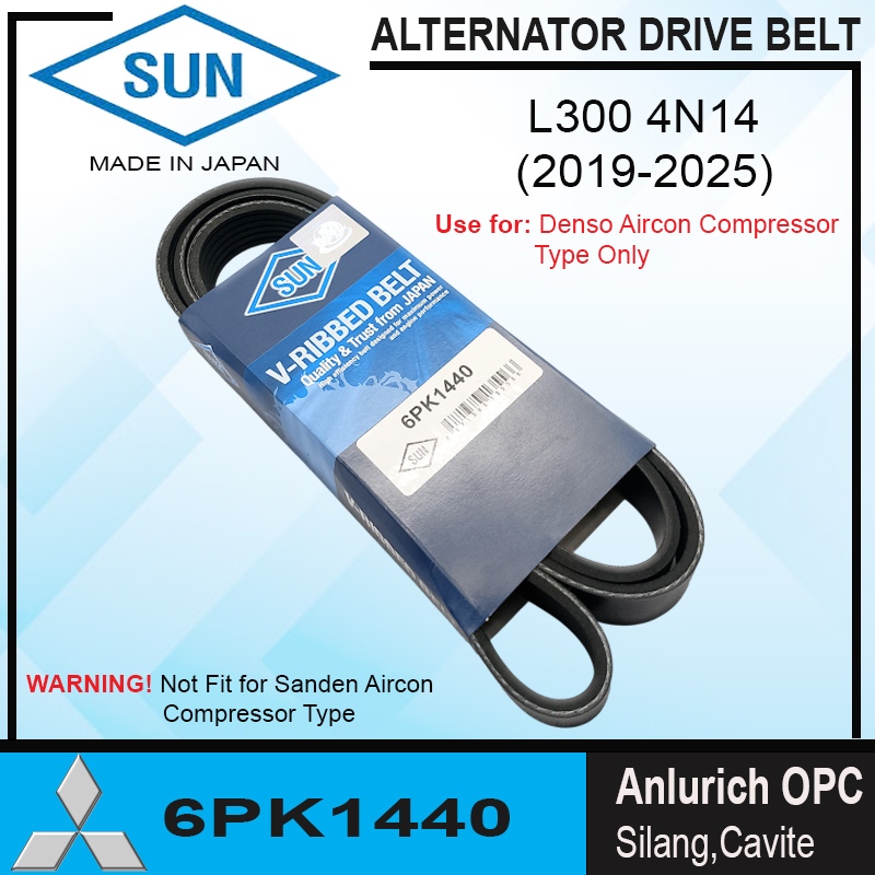 SUN BRAND ALTERNATOR DRIVE BELT MITSUBISHI L300 4N14 (2019-2025) PN ...