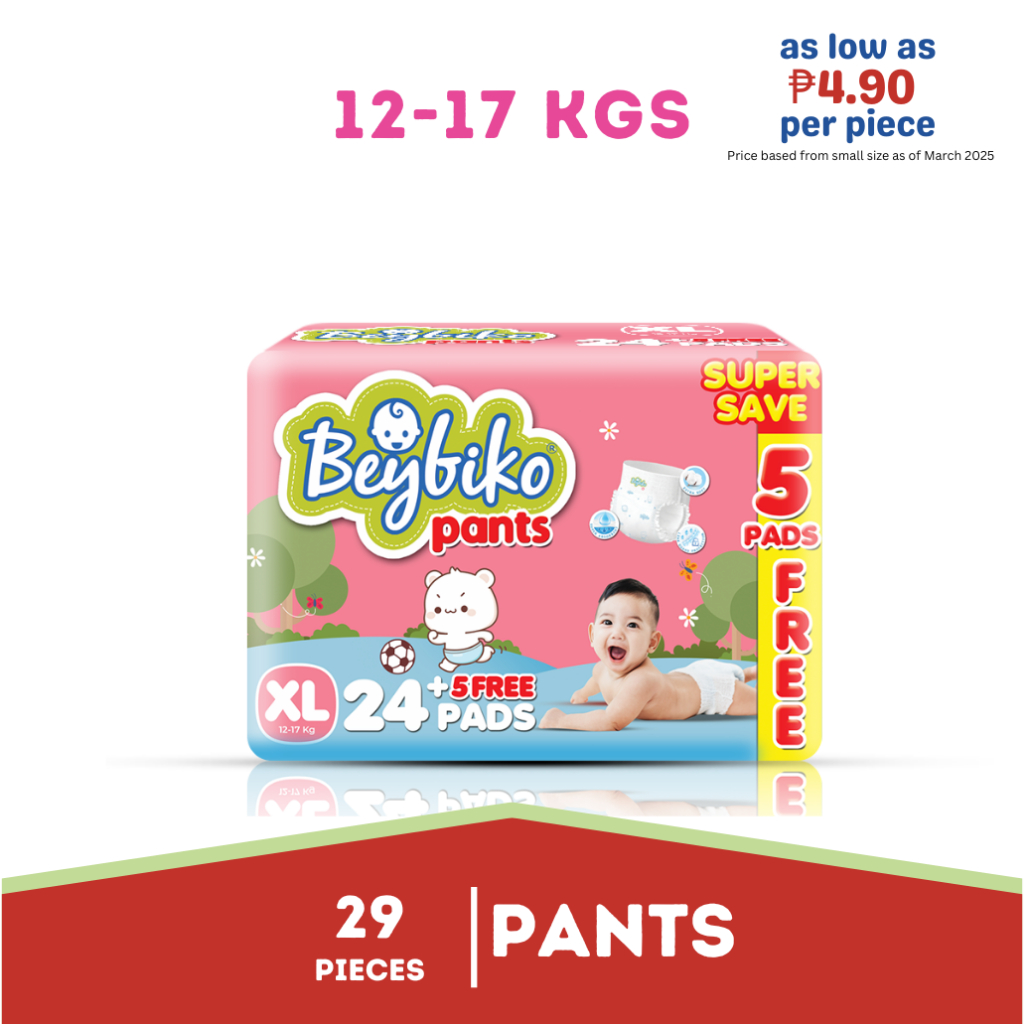 Beybiko Diapers Pants Extra Large (12-17 kg) - 24 + 5 FREE | Shopee ...