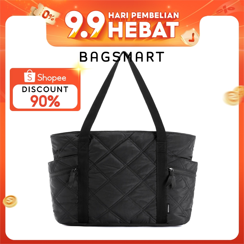 BAGSMART Puffer Tote Bag Travel Waterproof Shoulder Bag Lightweight ...