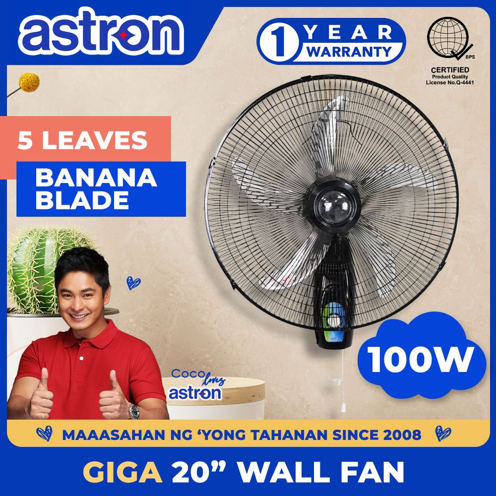 Astron GIGA 20" Electric Wall Fan - Black | Transparent Blade | 5 ...