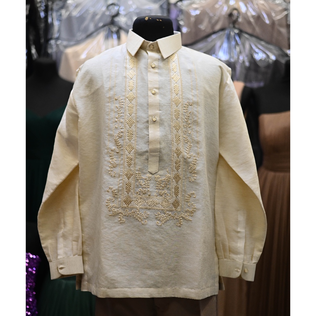 Jhen's Piña Gusi Half buttons Barong, Sports collar | Shopee Philippines