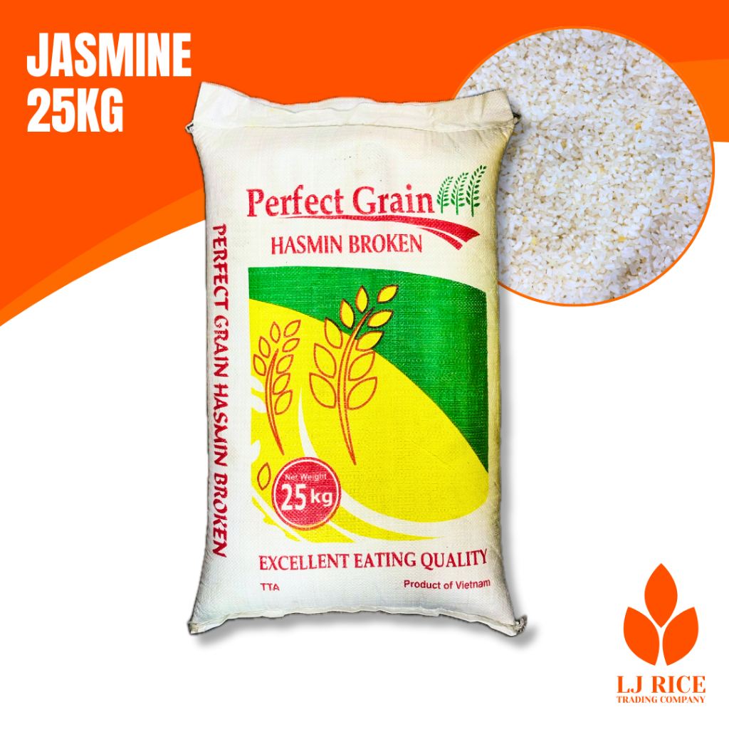 Perfect Grain Hasmin Broken, White Jasmine Rice Bigas 25kg | Shopee ...