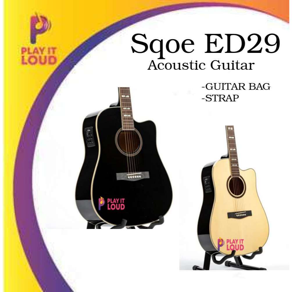 Sqoe ED29 41 Inches Acoustic Guitar with BAG AND STRAP | Shopee Philippines