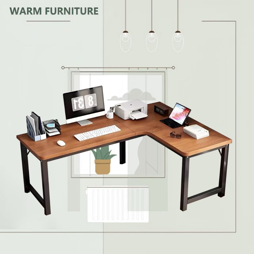 Warm furniture L-shaped corner table computer table desk writing table ...