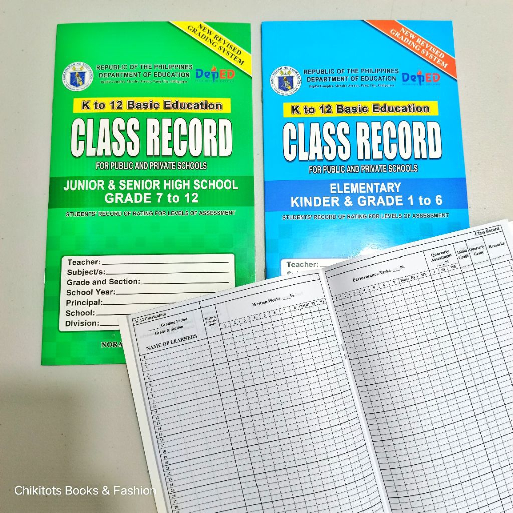 Sold per 1/2pcs Class Record K to 12 Basic Education Elementary & High ...