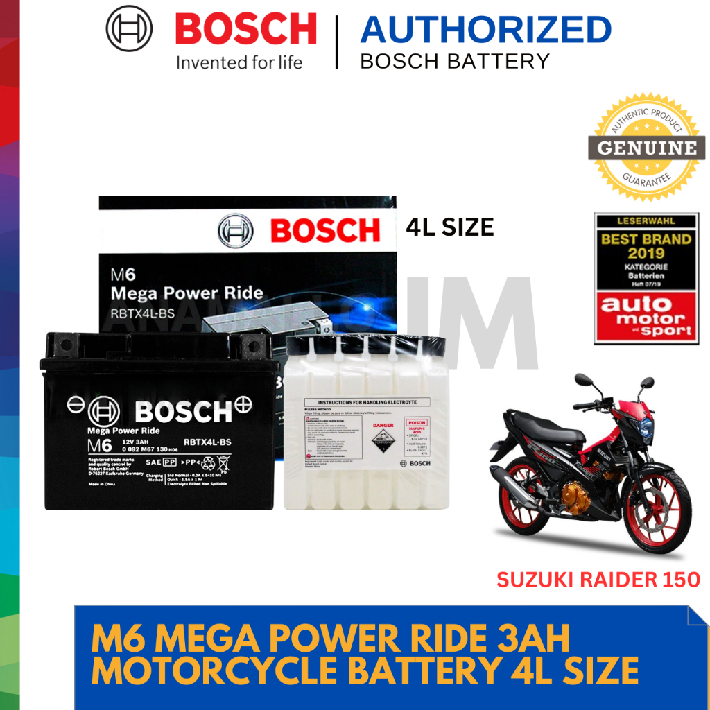 Bosch 4L Battery Suzuki raider 150 (YTX4L-BS) Bosch Battery for Raider ...
