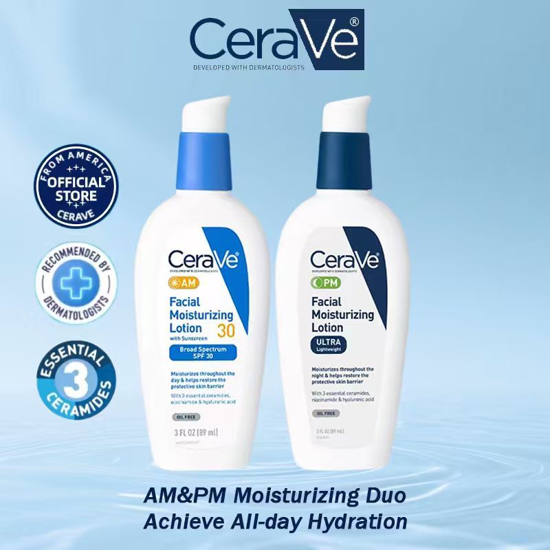 Cerave AM and PM Facial Moisturizing Lotions: Niacinamide-Infused AM ...