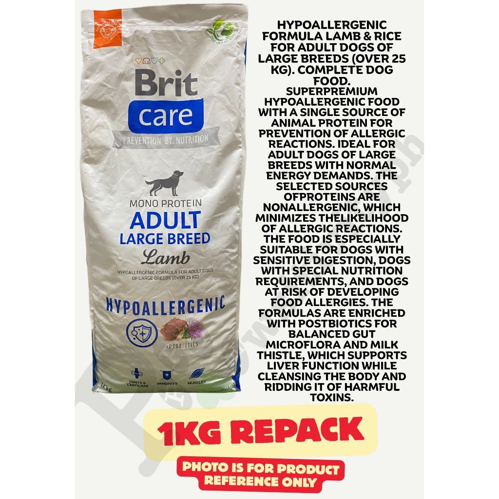 Brit Care Adult Large Breed Mono Protein Lamb Hypoallergenic 1kg Repack | Shopee Philippines