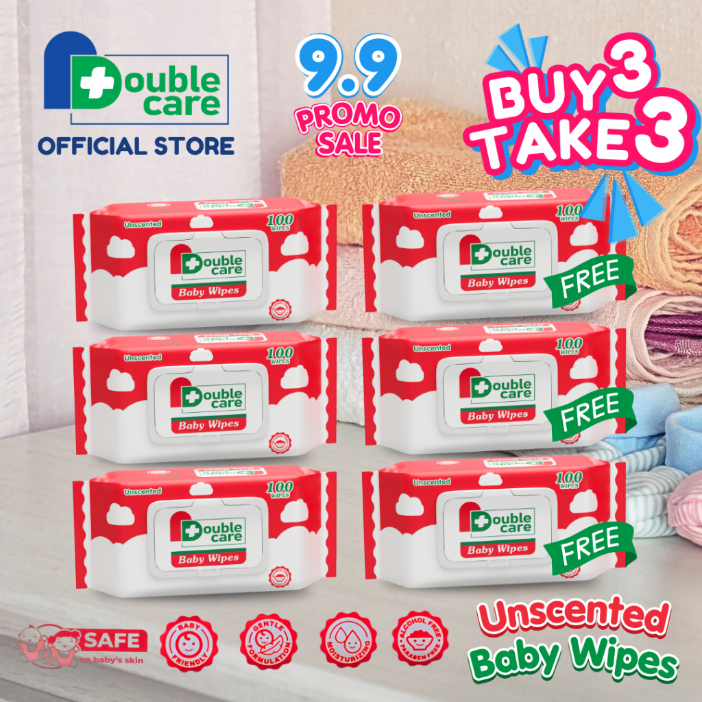 Double Care Baby Wipes Unscented 100 Sheets (BUY 3 TAKE 3) | Shopee ...