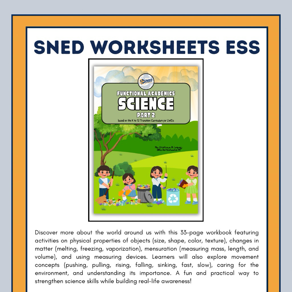 Functional Academics Science Part 2 Workbook for SNED/SPED Learners (A4 ...