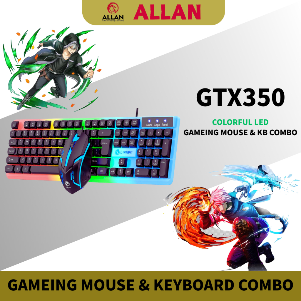 ALLAN GTX350 Wired 104-Key Gaming Membrane Keyboard & Mouse Set ...