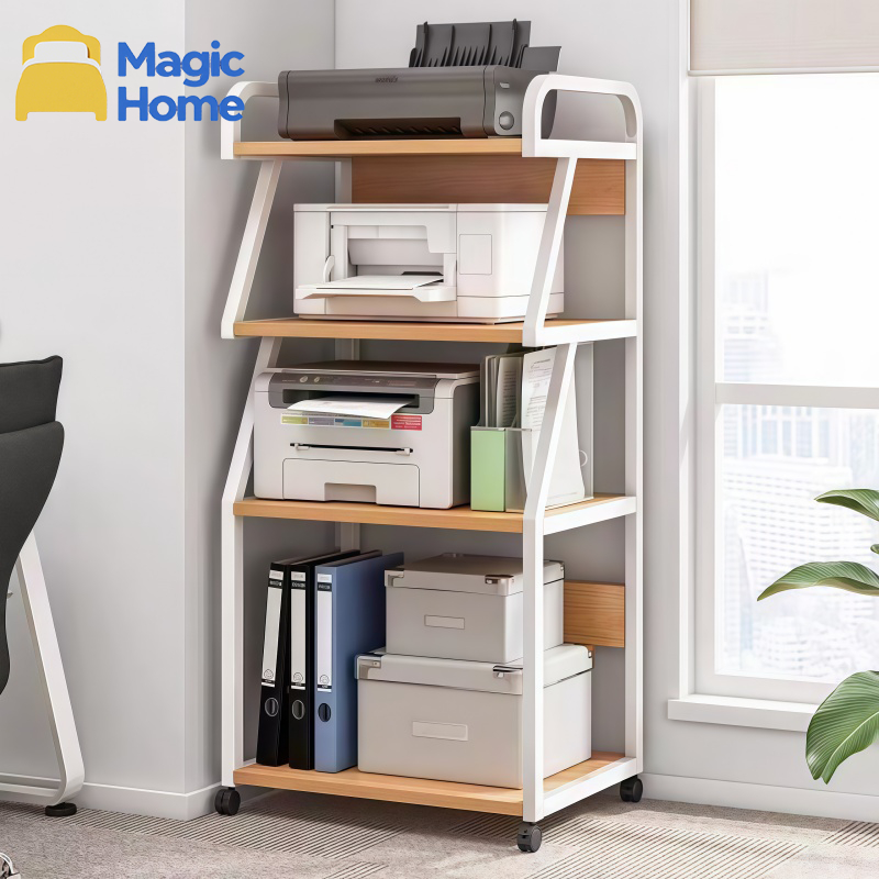 Printer Storage Rack With Wheels Movable Metal Floor Office CPU Stand ...