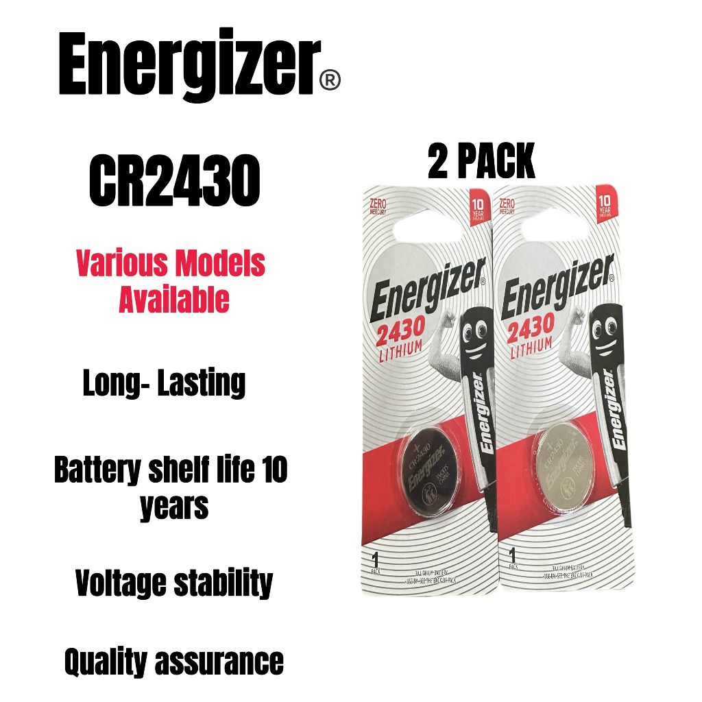 Energizer 2430 CR2430 (2pcs) 3V Lithium Button Cell Battery in Blister ...