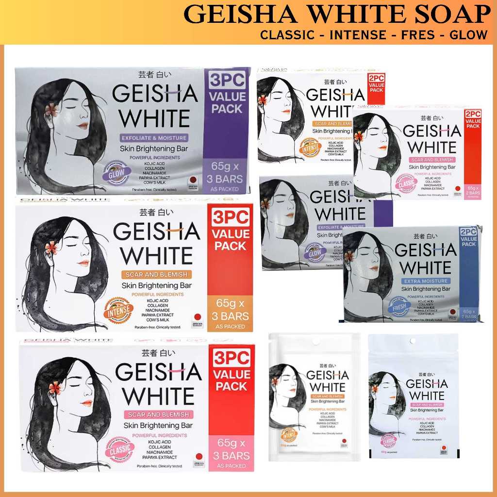 Geisha White Soap 2/3 Bars | Whitening & Acne Care | Intense, Classic ...