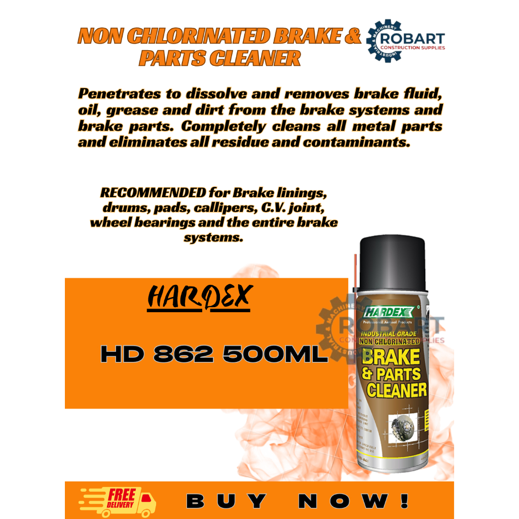 HARDEX HD 862 NON CHLORINATED BRAKE & PARTS CLEANER 500ML | Shopee ...