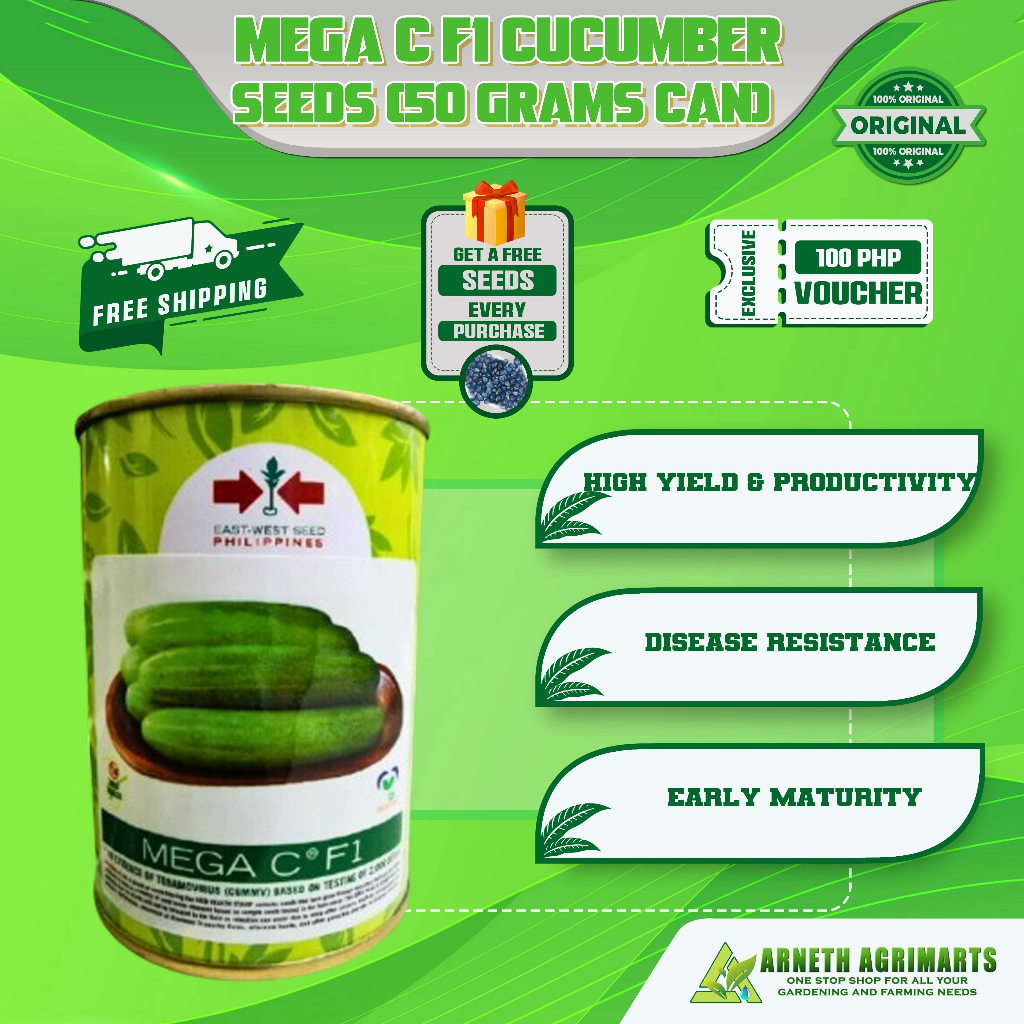 MEGA C F1 CUCUMBER SEEDS BY EASTWEST (50 GRAMS CAN) | Shopee Philippines