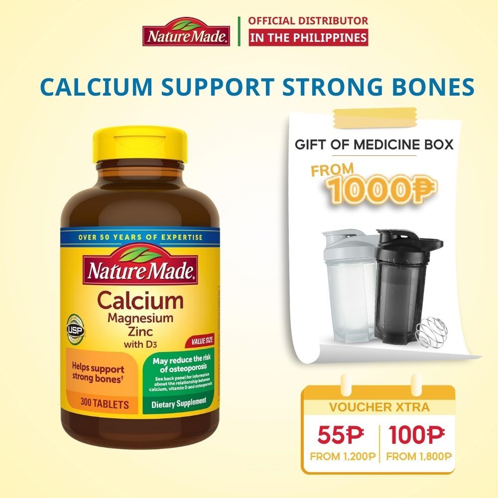 Calcium Magnesium Zinc Nature Made Bone Health Support 300 Tablets ...