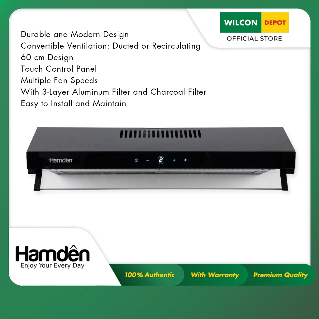 HAMDEN 3030-600 Rangehood 60CM Touch Control Black | Shopee Philippines