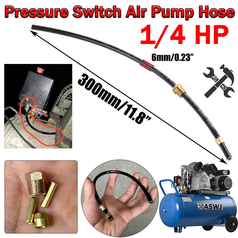Air Compressor 1/4 HP Nylon Hose Pressure Switch Check Valve Connection ...