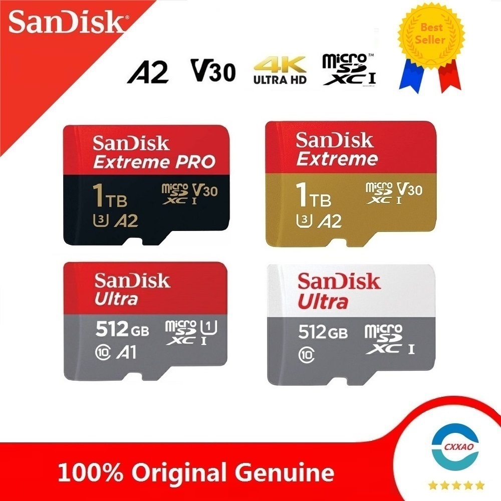 Sandisk Memory Card 1TB/512GB/256GB/128GB/64GB/32GB/16GB Class10 A1 A2 ...
