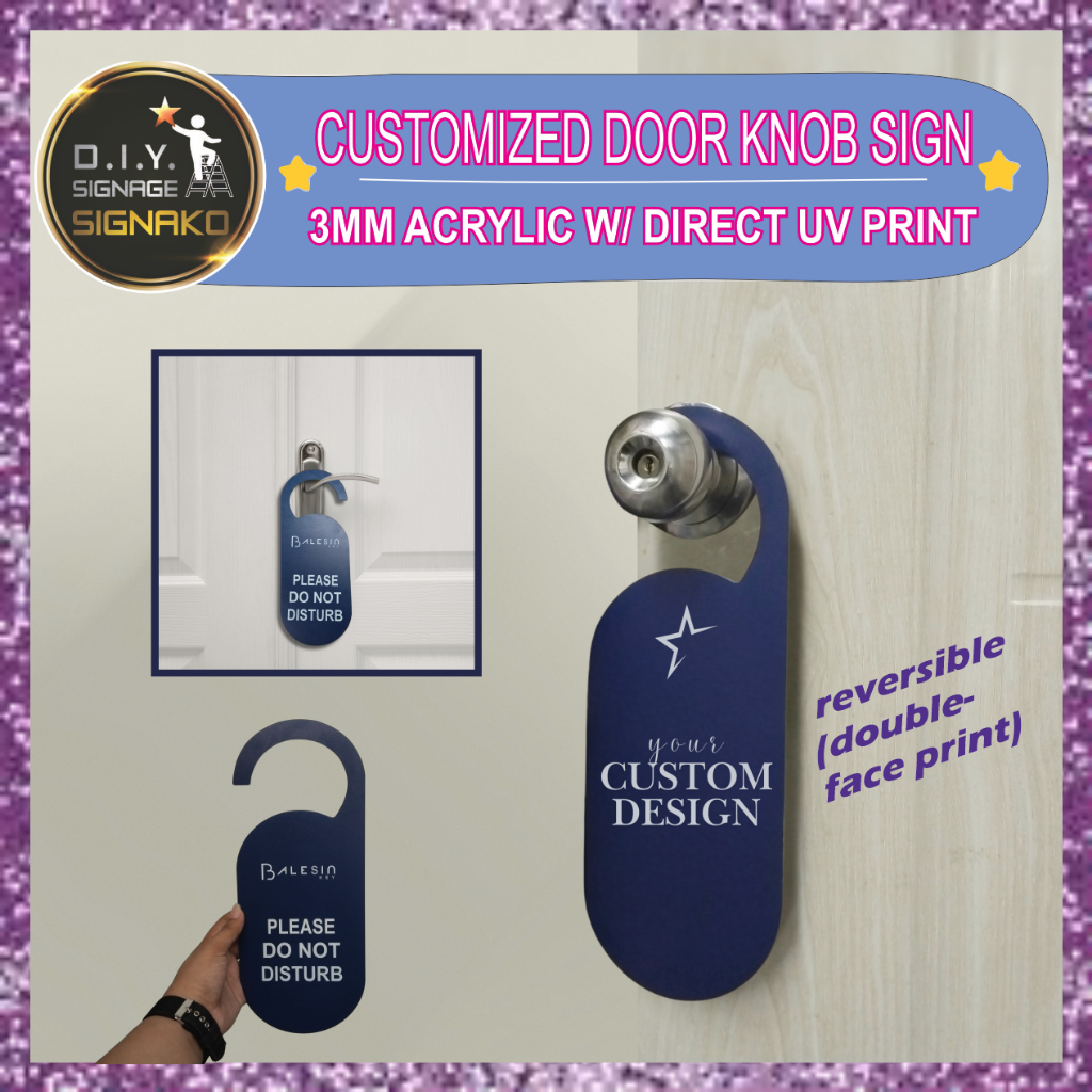 Customized Doorknob Sign – 3mm Acrylic with Direct UV Print / Signage ...