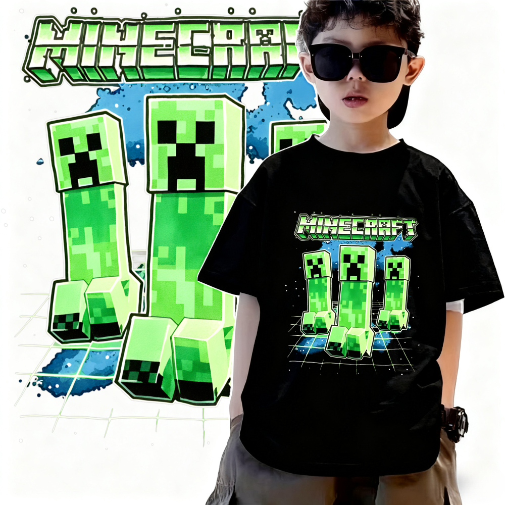 （COD）K-KITTY Minecraft Pixel Characters T-shirt for Kids Aged 2 to 12 ...
