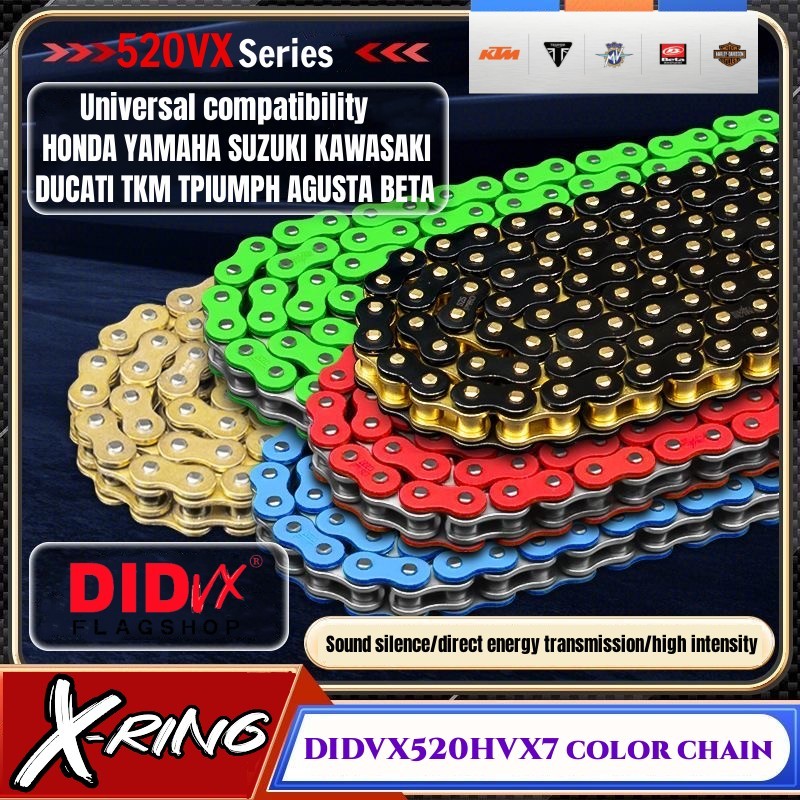 DID.VXseries motorcycleChain 520-120L X-RING Colored chains Suitable ...