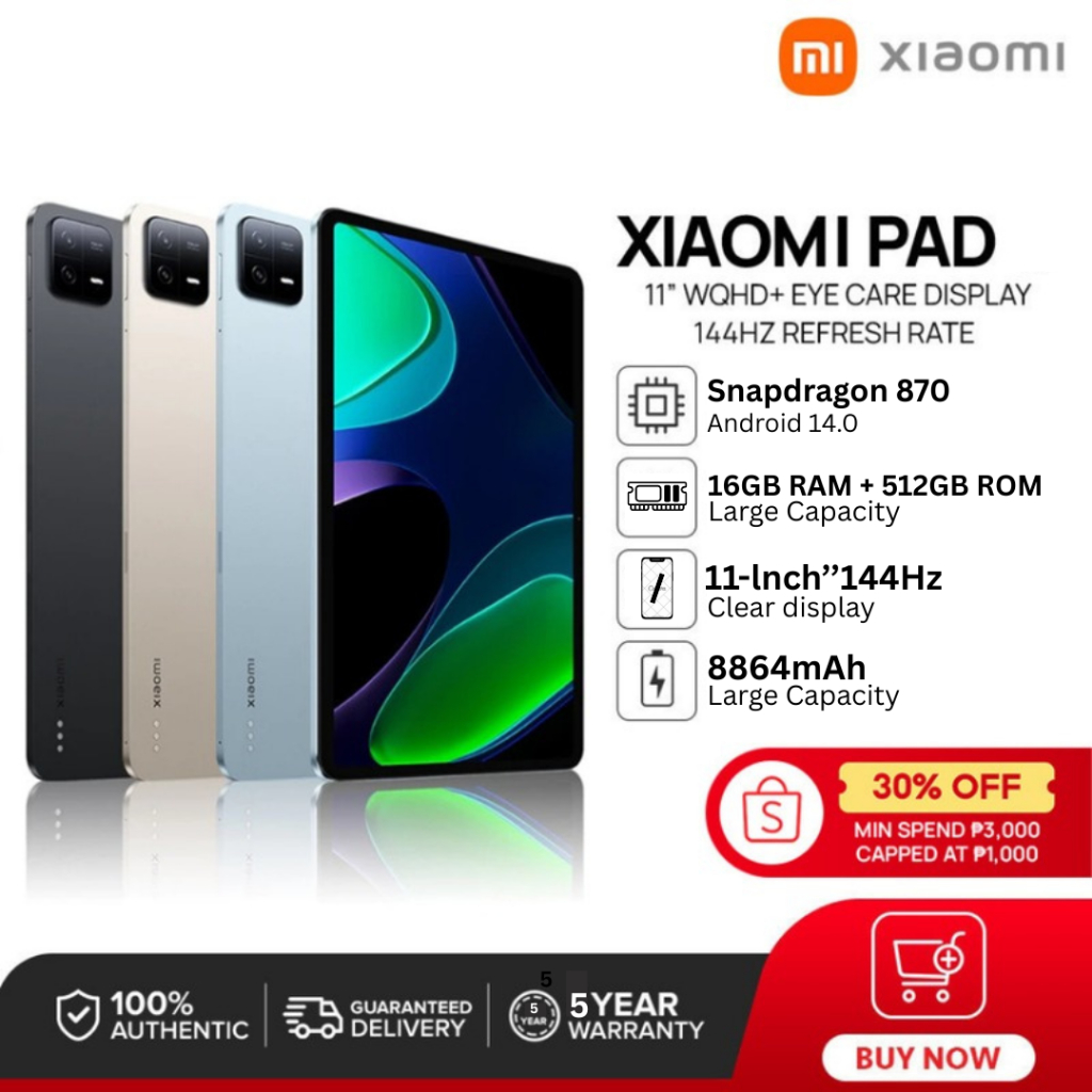 Redmi Tab 16+512GB 144Hz WQHD Display Snapdragon 870 Android Pad ...