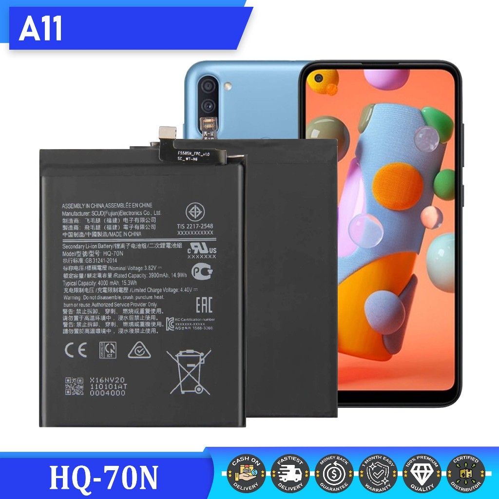 Galaxy A11 Battery Original, Fit A115, SM-A115, Model: HQ-70N (4000mAh ...