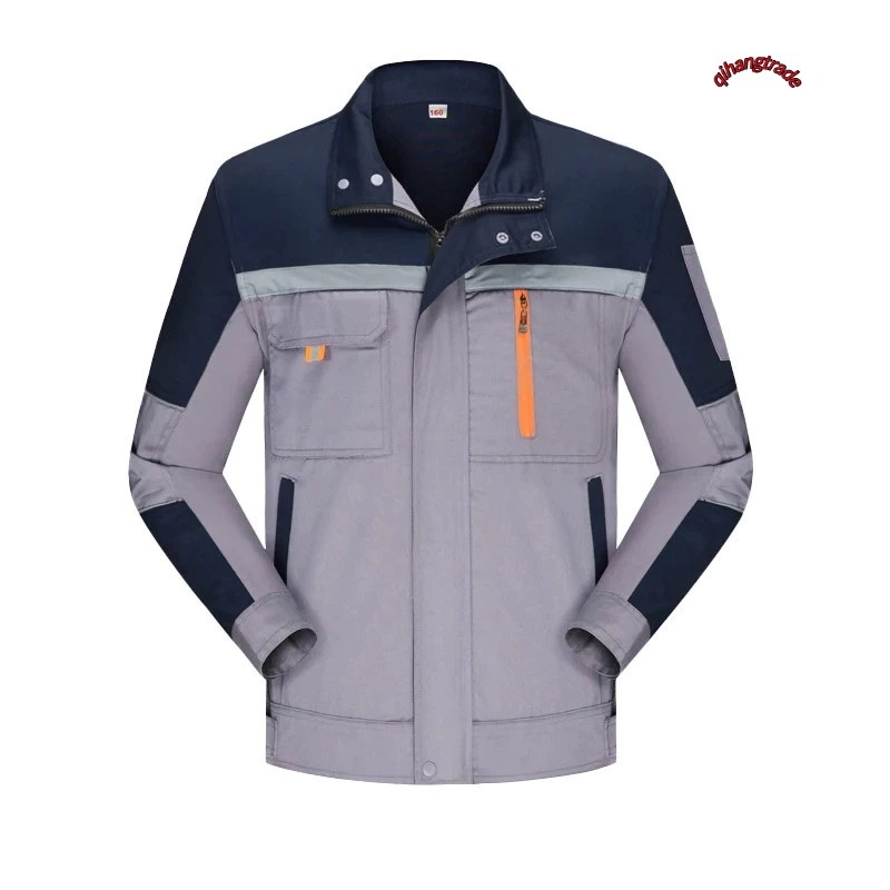Mens Factory Work Shirt Uniform Long Sleeve Turn-down Collar Workwear ...