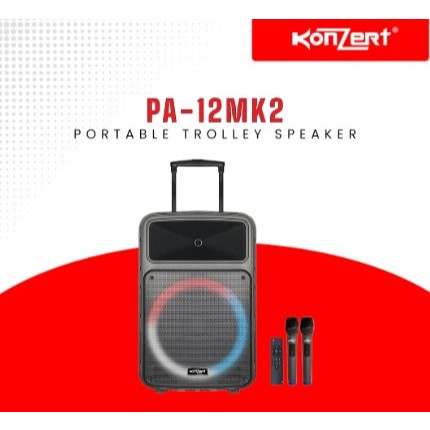 Konzert PA-12MK2 12" 500w Portable Trolley Speaker w/ BT, USB/SD, FM ...