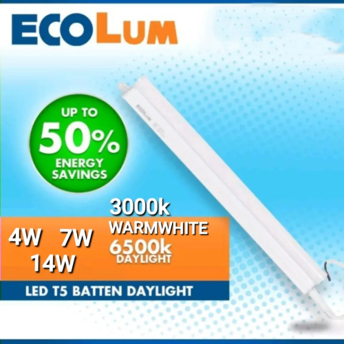 Ecolum CBTS WW07 T5 LED Batten – 7W Warm White Energy-Saving Light ...