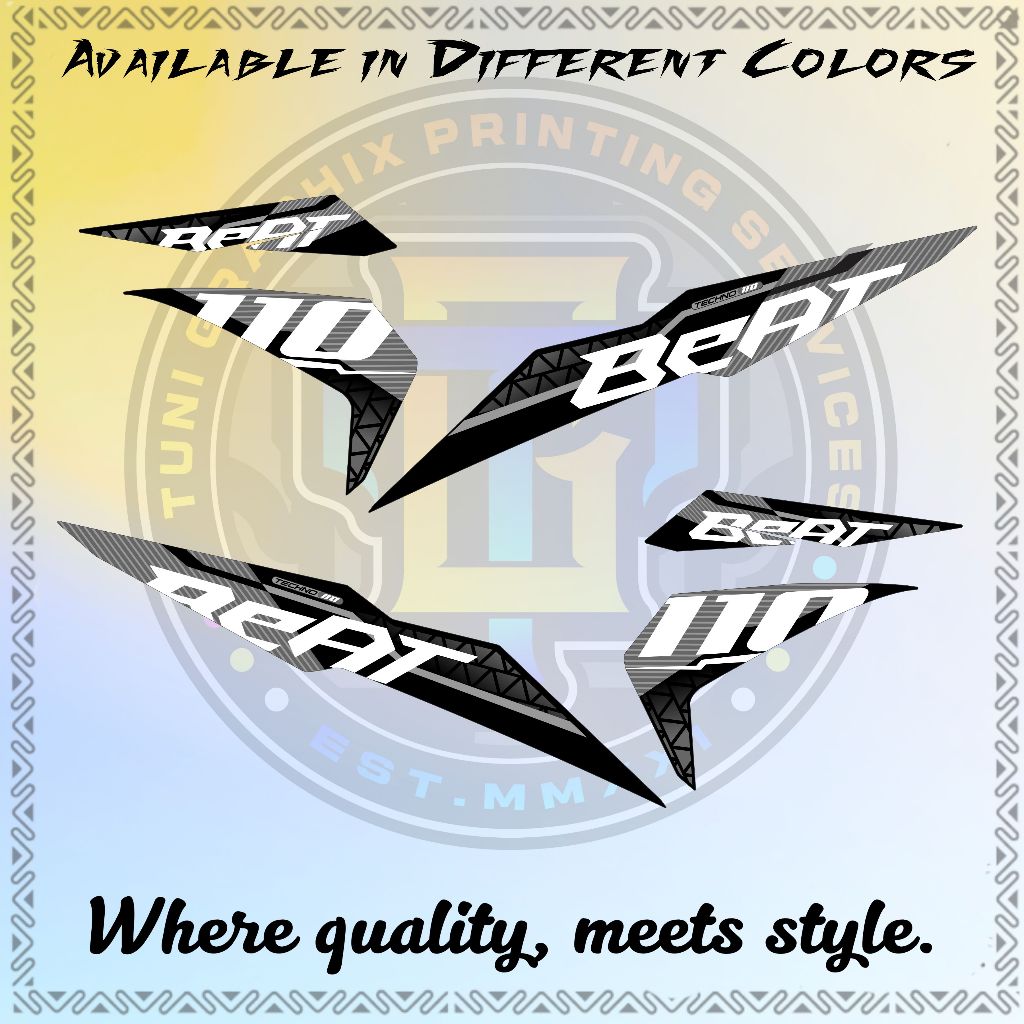Honda Beat V2 FI Line Design Decals (Black Series) with Freebies ...