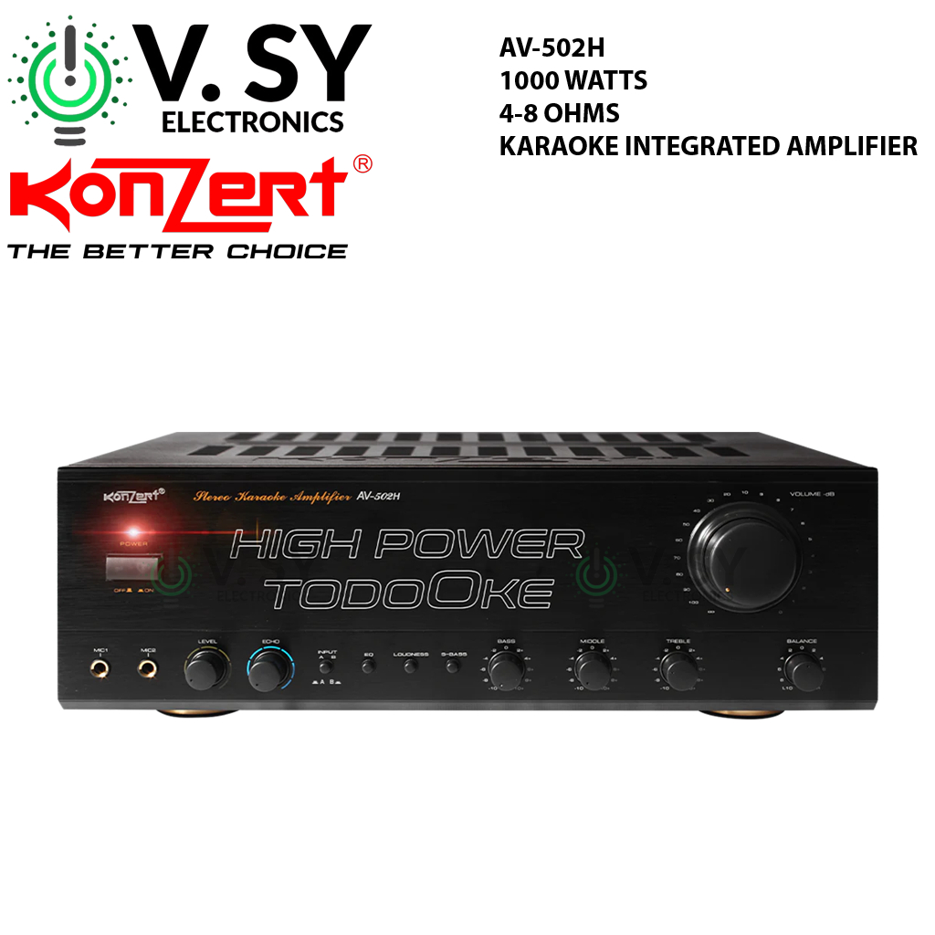 KONZERT AV-502H 1000 Watts 4-8 Ohms Karaoke Integrated Amplifier ...