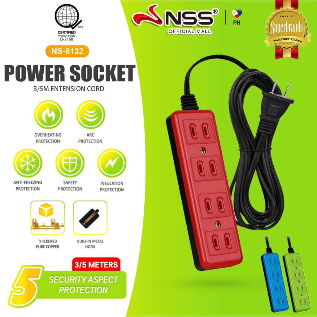 NSS Multi-Function Socket Extension Outlet 3M 5M Long Universal Power Socket Multi-hole | Shopee ...