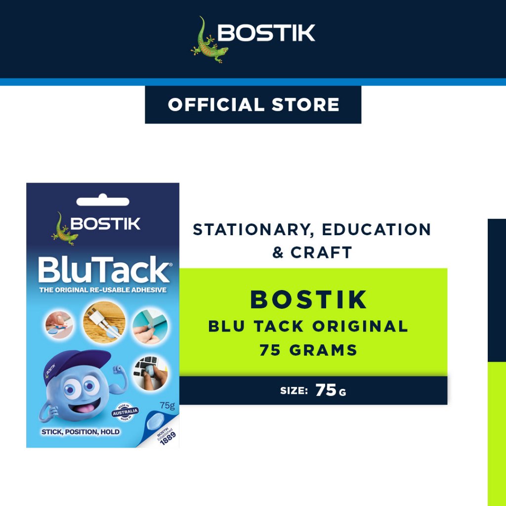 Bostik Blu Tack Original Multi-Purpose Re-usable Glue Strip 75g Better Than Double Sided Tape ...